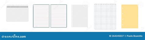 realistic spiral notebook metal pages binding different paper markup