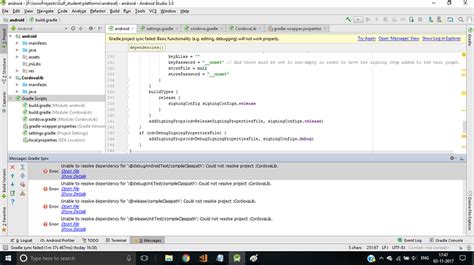 android build error could not resolve project cordovalib ionic v3 ionic forum