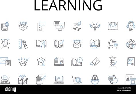 Learning Line Icons Collection Knowledge Acquisition Skill Development Intellectual Growth