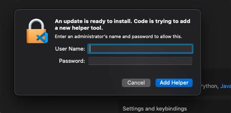 MacOS BigSur VSCode Won T Update Without Admin Credentials Issue Microsoft