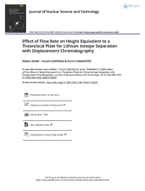 Pdf Effect Of Flow Rate On Height Equivalent To A Theoretical Plate