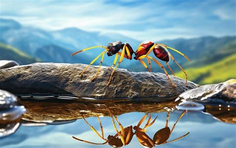 Premium Photo Ant Exploration On Sunlit Rocks