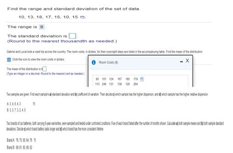 Solved Find The Range And Standard Deviation Of The Set Of Chegg