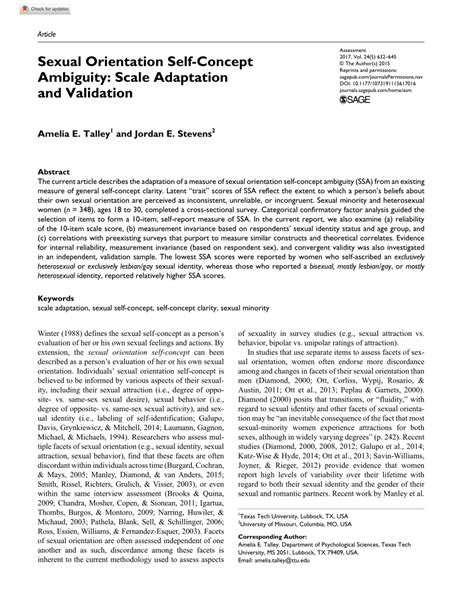PDF Sexual Orientation Self Concept Ambiguity Scale Adaptation And Validation