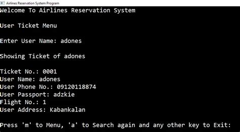Airlines Reservation System Project In C And Mysql Database