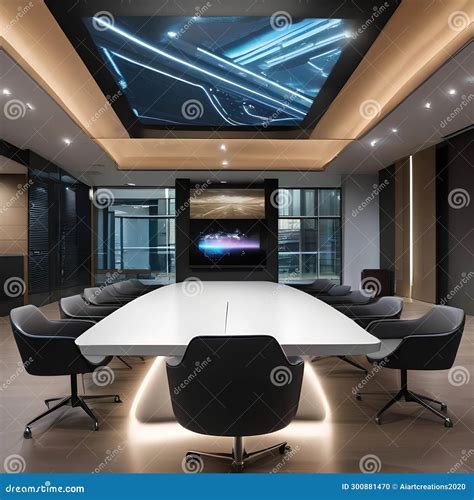 A Conference Room With Interactive Collaborative Surfaces And Futuristic Meeting Technology2