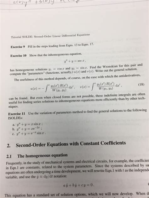 Solved Tutorial SOLDE Second Order Linear Differential Chegg