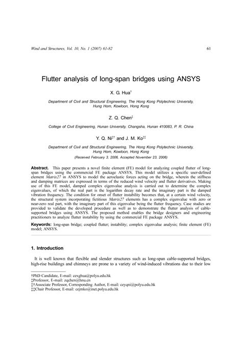 Pdf Flutter Analysis Of Long Span Bridges Using Ansys