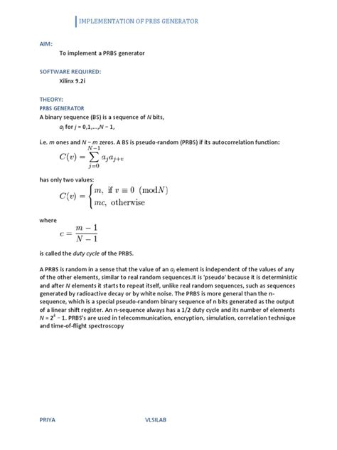Implementation Of Prbs Generator Pdf