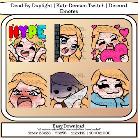 Dead By Daylight Kate Denson Twitch Emotes Cute Kate Denson Emotes Blonde Girl Emotes Dbd Emotes