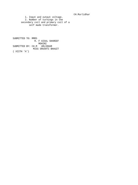 604045897 Physics Investigatory Project Class 12 Pdf Transformer Inductor