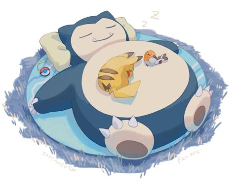 Pikachu Snorlax And Fletchling Pokemon Drawn By Torinoko Miiko