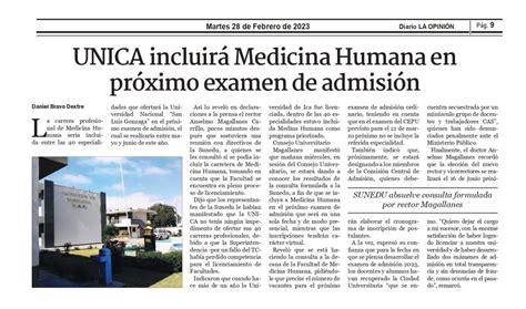 Nota Periodística Del Diario La Opinion Noticias Unica