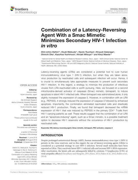 Pdf Combination Of A Latency Reversing Agent With A Smac Mimetic Minimizes Secondary Hiv 1