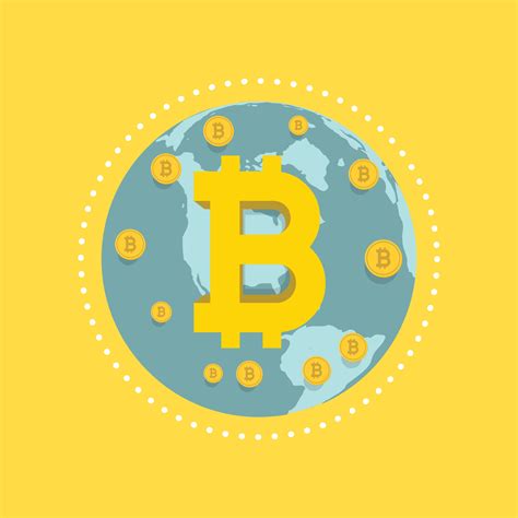 Globe And Bitcoin Sign Flat Illustration Of Globe And Bitcoin Vector Art At Vecteezy