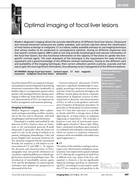 Pdf Optimal Imaging Of Focal Liver Lesions