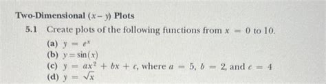 Solved Two Dimensional X−y Plots 51 Create Plots Of The