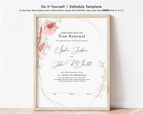 Best Vow Renewal Certificate Templates Artofit