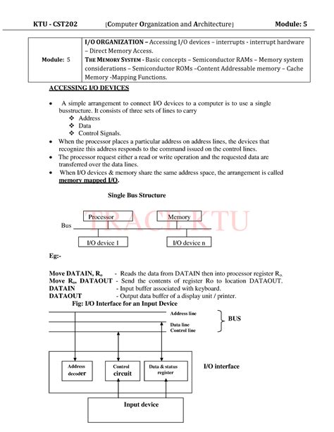 Coa Mod 5 Notes On Coa Module 5 Io Device 1 Io Device N Processor Memory Module 5 Io