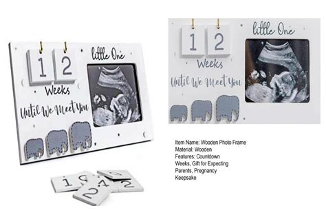 Rc~ Nursery Wall Decor Frame Pregnancy Milestone Tracker Frame Wooden Ultrasound Photo Frame