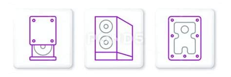 Set Line Hard Disk Drive HDD Optical Disc And Case Of Computer Icon Vector Royalty Free