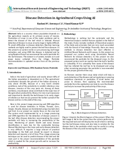 Pdf Irjet Disease Detection In Agricultural Crops Using Ai