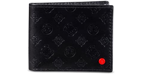 Guess Rfid Embossed Leather Passcase Wallet In Black For Men Lyst