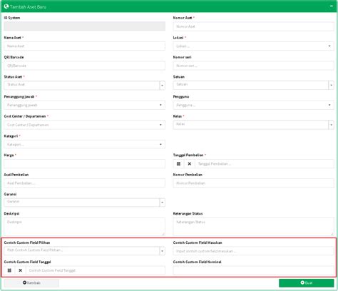 Input Khusus Aset Custom Field Panduan AsetKita