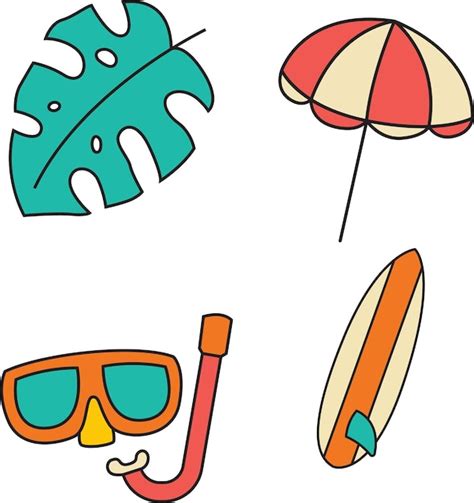 Premium Vector Set Of Cute Summer Elements