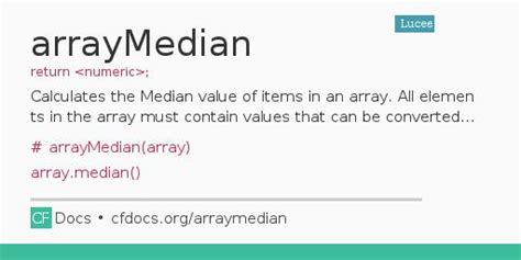 Arraymedian Code Examples And Cfml Documentation