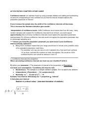 AP STATISTICS CHAPTER 8 STUDY GUIDE Pdf AP STATISTICS CHAPTER 8 STUDY GUIDE Confidence