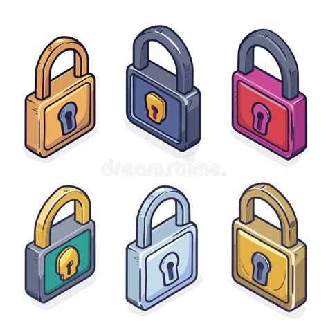 Six Colorful Cartoonstyle Padlocks Three Top Row Three Bottom Row
