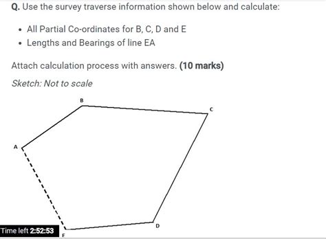 Solved Q Use The Survey Traverse Information Shown Below