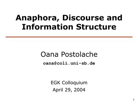 Ppt Anaphora Discourse And Information Structure Powerpoint