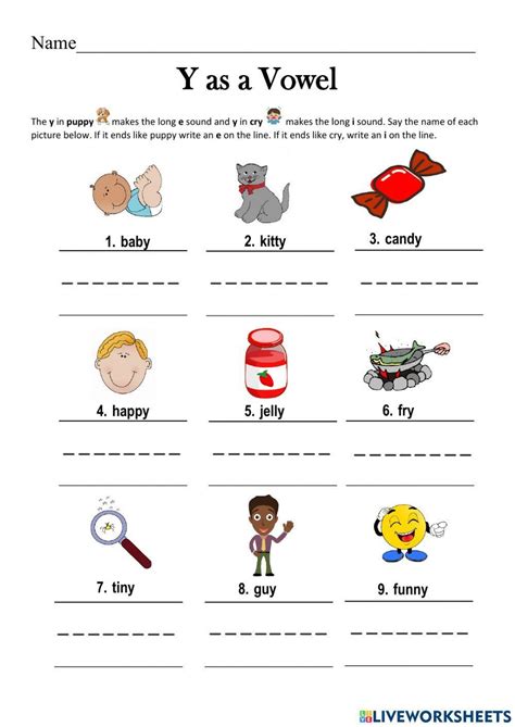 Y As A Vowel Worksheets Acicabuja