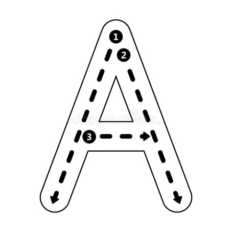 Tracing Alphabet Letter A Uppercase Prewriting Dotted Line Element For Kindergarten Preschool