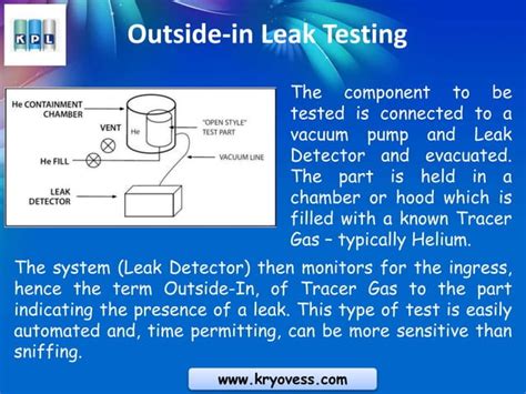Leak Testing Different Types Of Leak Testing Methods Helium Leak Testing Ppt