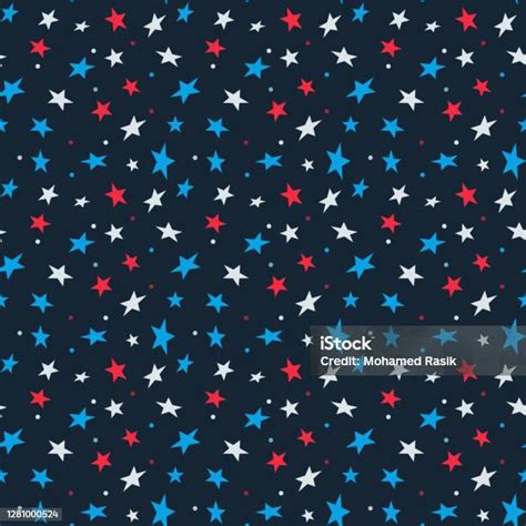 청색 의 파란색 배경에 빨간색 파란색 흰색 색종이 별 매끄러운 패턴 애국심에 대한 스톡 벡터 아트 및 기타 이미지 애국심