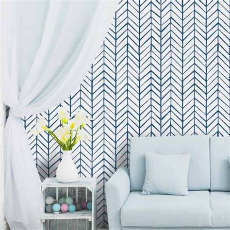 Blue Geometric Pattern Wallpaper For Rooms Lifencolors