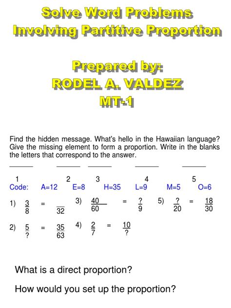 Partitive Proportion Pdf Teaching Mathematics