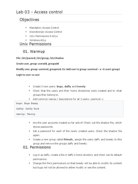 C6 Lab Access Control Pdf Computer File Computer Security