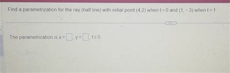 Solved Find A Parametrization For The Ray Half Line With