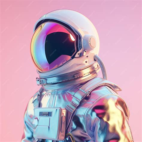 Premium Photo Holographic Astronaut Portrait Showcased In Vivid Hues
