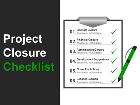 Project Closure Checklist Powerpoint Templates Graphics Presentation Background For