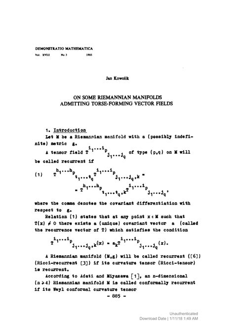 Pdf On Some Riemannian Manifolds Admitting Torse Forming Vector Fields