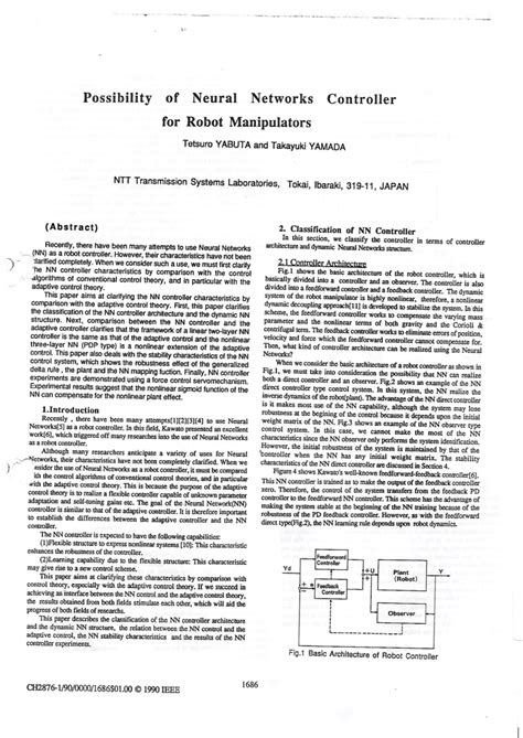 Pdf Possibility Of Neural Networks Controller For Robot Manipulators