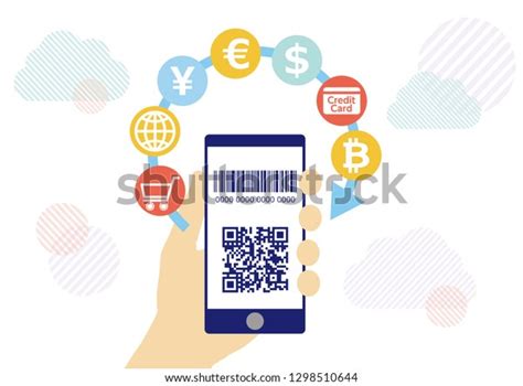 Cashless Settlement Qr Code Hand Holding Stock Vector Royalty Free 1298510644
