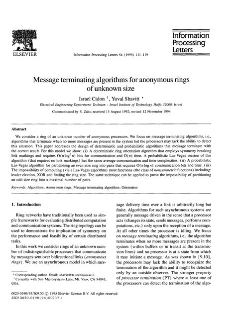 pdf message terminating algorithms for anonymous rings of unknown size