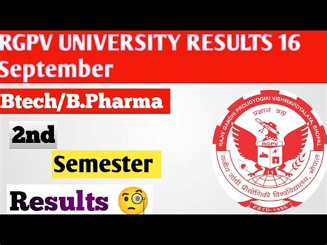 RGPV Btech B Pharma Nd Semester Result Latest News Today RGPV Nd Sem Result DATE RGPV