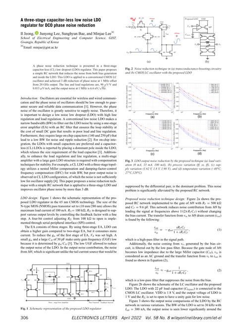 Pdf A Three‐stage Capacitor‐less Low Noise Ldo Regulator For Dco Phase Noise Reduction